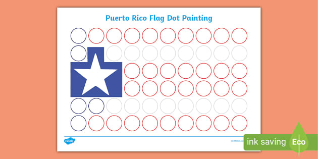 Puerto Rico Flag Dot Painting Worksheet