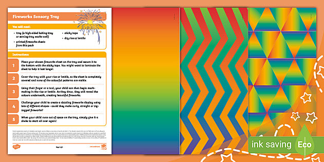Fireworks Sensory Tray Instructions and Inserts - Twinkl
