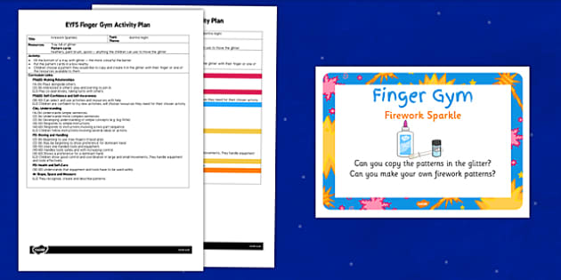 Eyfs Firework Sparkle Finger Gym Activity Plan And Prompt Card Pack