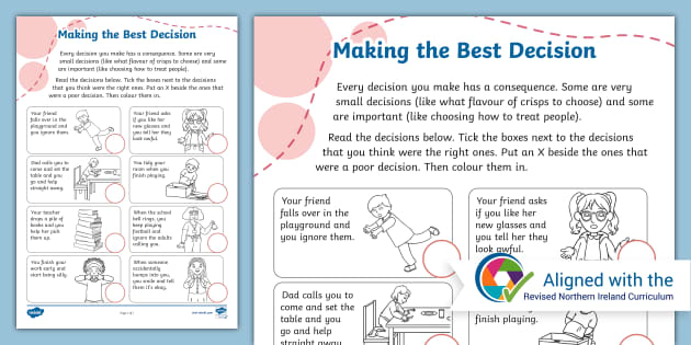 Making the Best Decision Activity Sheet (teacher made)