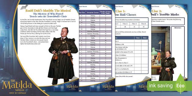 FREE! - 👉 Roald Dahl's Matilda The Musical - Maths Mystery Game - LKS2