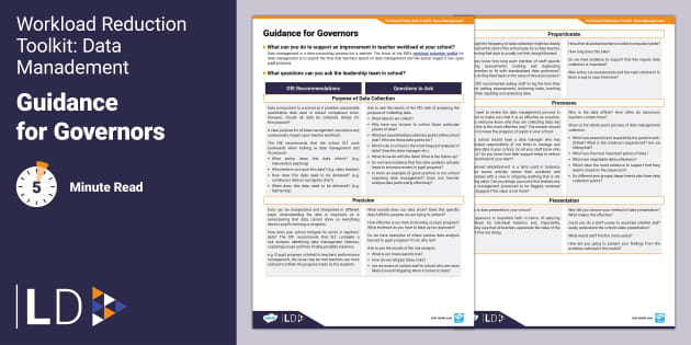 Guidance for Governors: DfE Workload Reduction Toolkit - Data Management