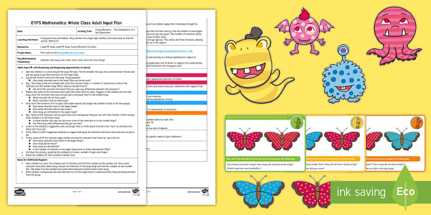 EYFS Maths: Funny Monsters - The Complement of a Set Subtraction Whole ...