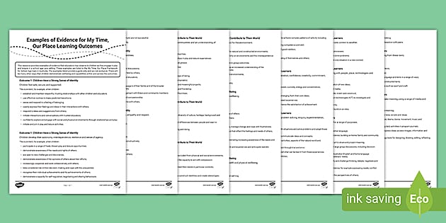 Examples of Evidence for MTOP Learning Outcomes - Twinkl