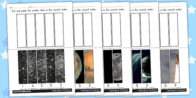 Space Themed Number Sequencing Photo Puzzles (teacher made)