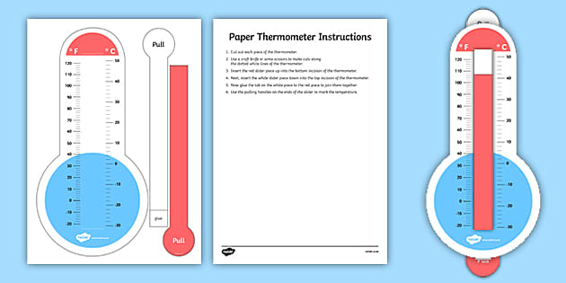 Fahrenheit and Celsius Paper Thermometer With Slider