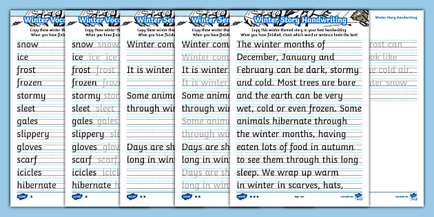Winter Vocabulary Differentiated Handwriting Activity Sheets Winter Vocabulary Differentiated Handwriting Activity Sheets