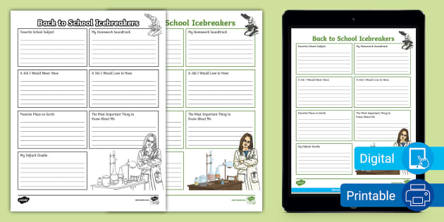 Back to School Ice Breakers Graphic Organizer (teacher made)