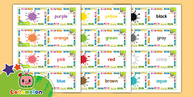 FREE CoComelon: Color Words and Pictures Matching Cards