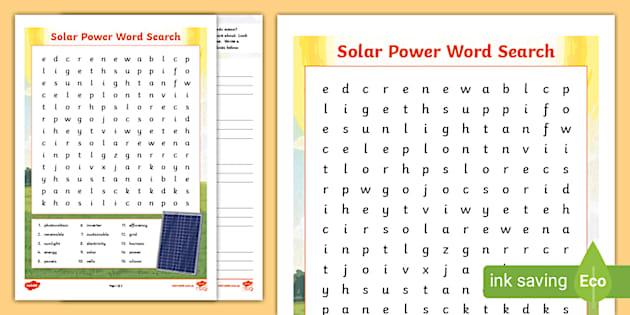 Solar Energy Word Search (Teacher-Made) - Twinkl