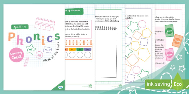 Phonics Screening Check Week of Workouts - 'ai' 'ay' and 'a_e' (Ages 5 - 6)