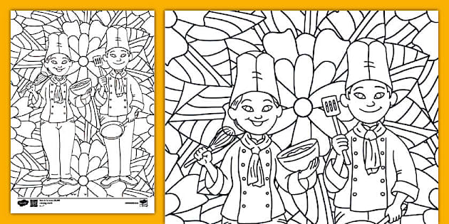 Mindfulness Chef Colouring Page (teacher made) - Twinkl