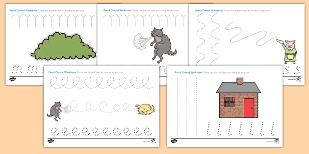 The Three Little PIgs Pencil Control Sheets (teacher made)