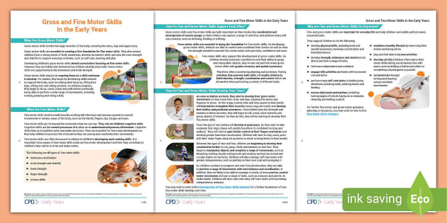 Fine and gross motor skills in the early years - EYFS CPD