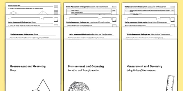 Kindergarten Measuring and Geometry Assessment Pack-Australia