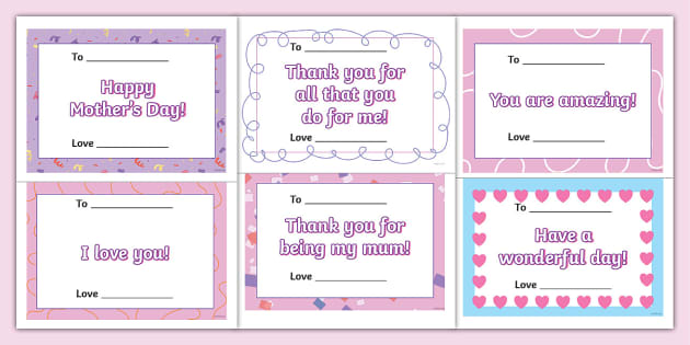 Mother's Day Card Inserts - Landscape (teacher made)