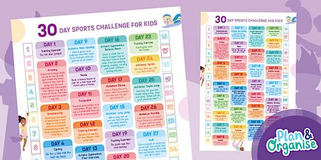 30 Day Sports Challenge for Kids | Twinkl Plan & Organise