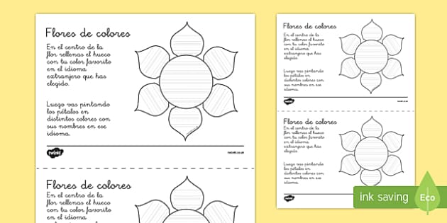 Ficha de actividad: Flores de colores (teacher made)