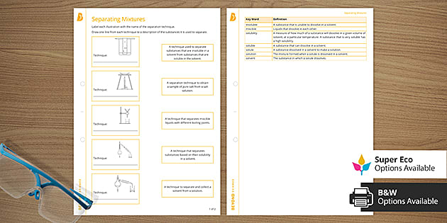 Separating Mixtures Activity - Match and Draw (teacher made)