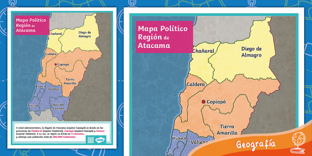 Póster | Mapa Político Provincial | Región Atacama | Geo