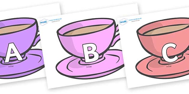 A-Z Alphabet on Cups