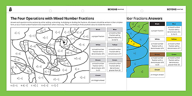 Colour By Numbers The Four Operations With Mixed Number Fractions colour-by-numbers-the-four-operations-with-mixed-number-fractions