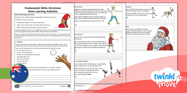 Move PE Year 3-4 Fundamental Skills: Christmas Home Learning Tasks