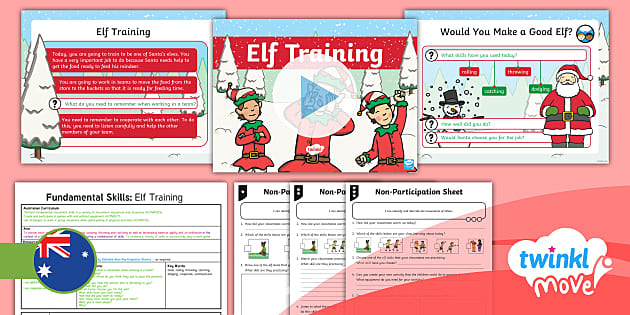 Move PE Year 1-2 Fundamental Skills: Christmas: Elf Training Lesson Pack