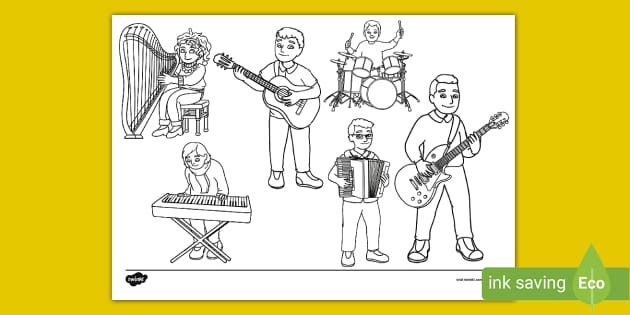 Band Doodle Colouring Page (teacher made) - Twinkl