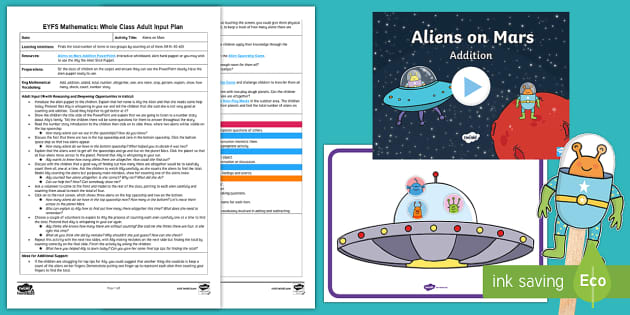 EYFS Maths: Aliens on Mars Finding the Total Whole Class Adult Input ...