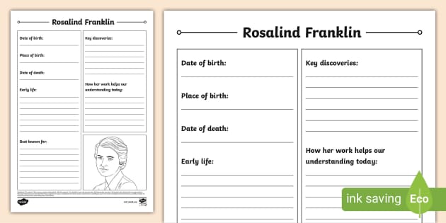 Rosalind Franklin Fact File Template (teacher made) - Twinkl Rosalind Franklin Fact File Template (teacher made) - Twinkl