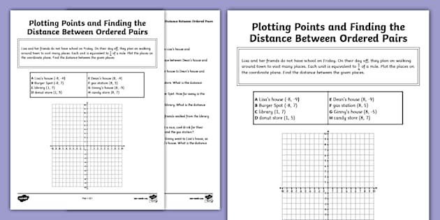 Sixth Grade Plotting Points and Finding the Distance Between Ordered Pairs Sixth Grade Plotting Points and Finding the Distance Between Ordered Pairs