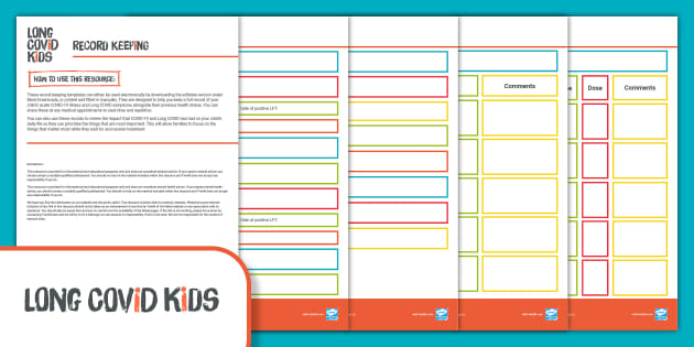 FREE! - Long Covid Kids: Record Keeping Chart - Twinkl