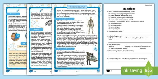UKS2 British Science Week: Connections Comprehension