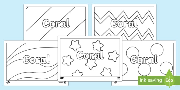 FREE! - Coral Name Simple Colouring Activity Sheet - Twinkl