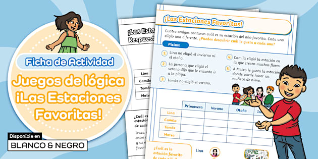 Ficha de actividad: Juegos de lógica de las estaciones del año usando ...