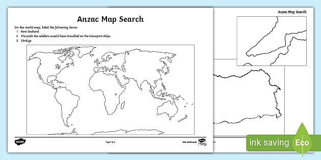 ANZAC Troops Mapping Worksheet (teacher made) - Twinkl