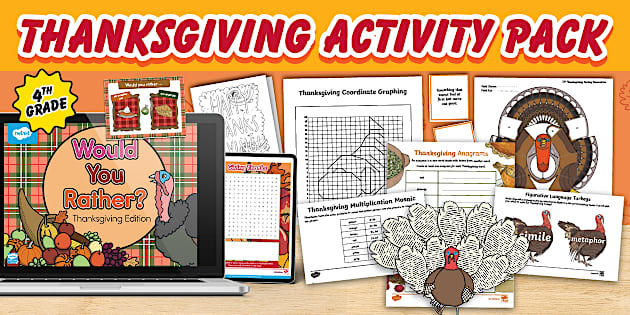 Fourth Grade Thanksgiving Activity Pack (teacher made)