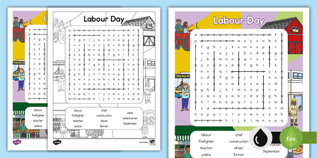 * NEW * Labour Day Word Search (teacher made)