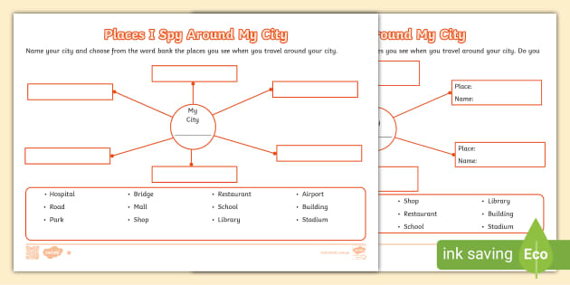 Places I Spy Around My City Activity Sheet (teacher made)