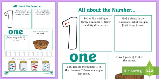 All About The Number 1 Worksheet (teacher made)