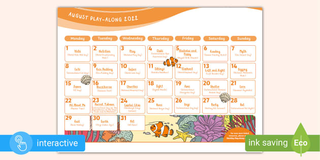 August Events Calendar 2022 (teacher made)