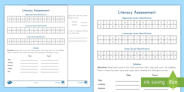 Literacy Assessment Progress Sheet