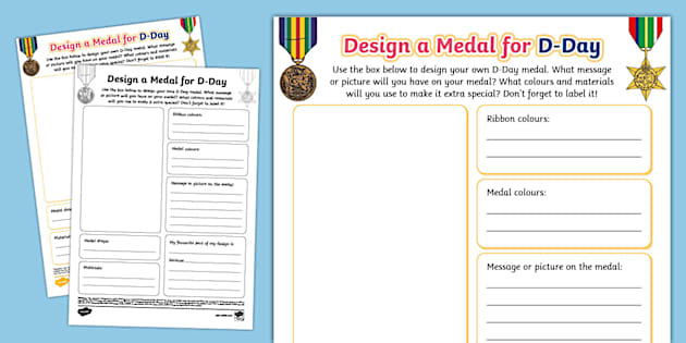 Design a Medal for D-Day Worksheet (Teacher-Made) - Twinkl