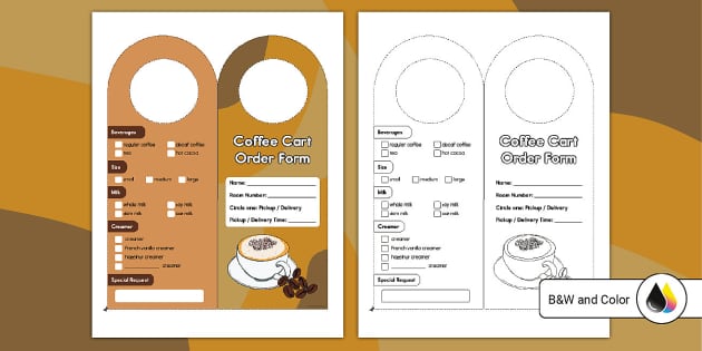 Coffee Cart Customer Order Form Door Hanger (teacher made)