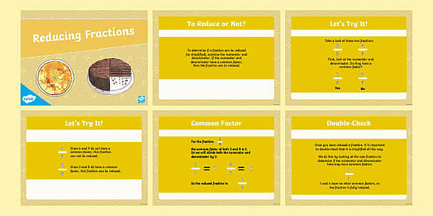 How To Reduce Fractions - Reducing Fractions PowerPoint