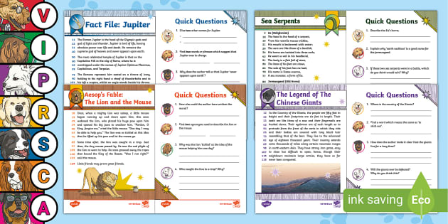 UKS2 60-Second Reads: Myths, Legends and Fables Activity Pack