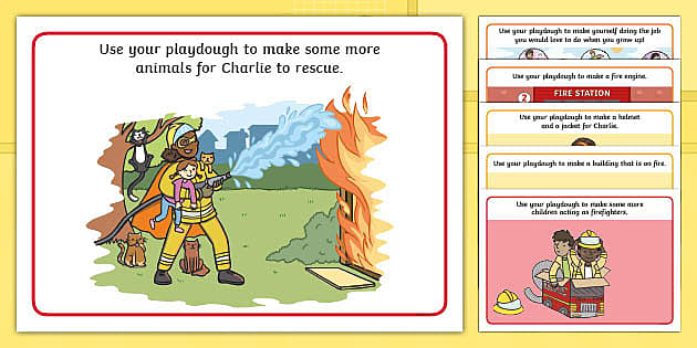 Charlie the Firefighter Playdough Mats - Twinkl
