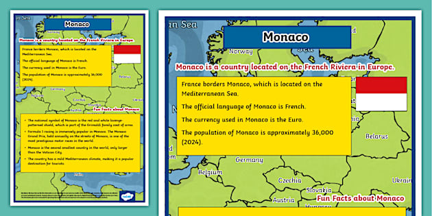 Country of Monaco Facts Display Poster (teacher made)