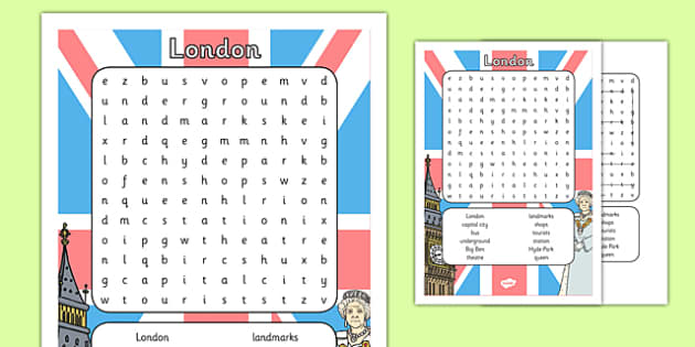 Lovely London Wordsearch (teacher made)